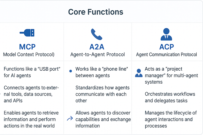Agentic AI Protocols: MCP, A2A, and ACP
