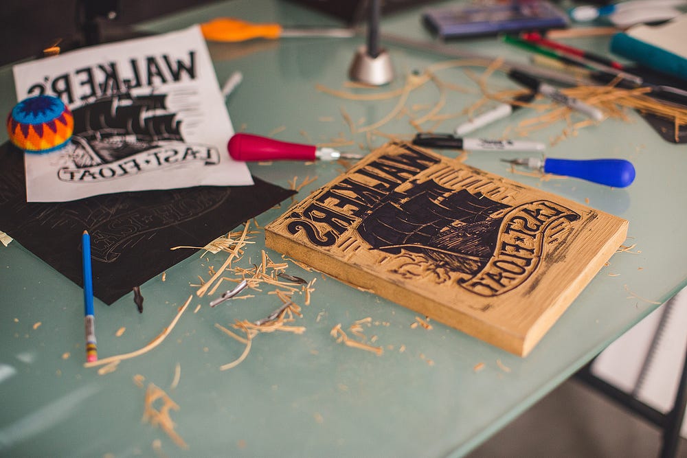Block printing t-shirts – Jake Reed – Medium