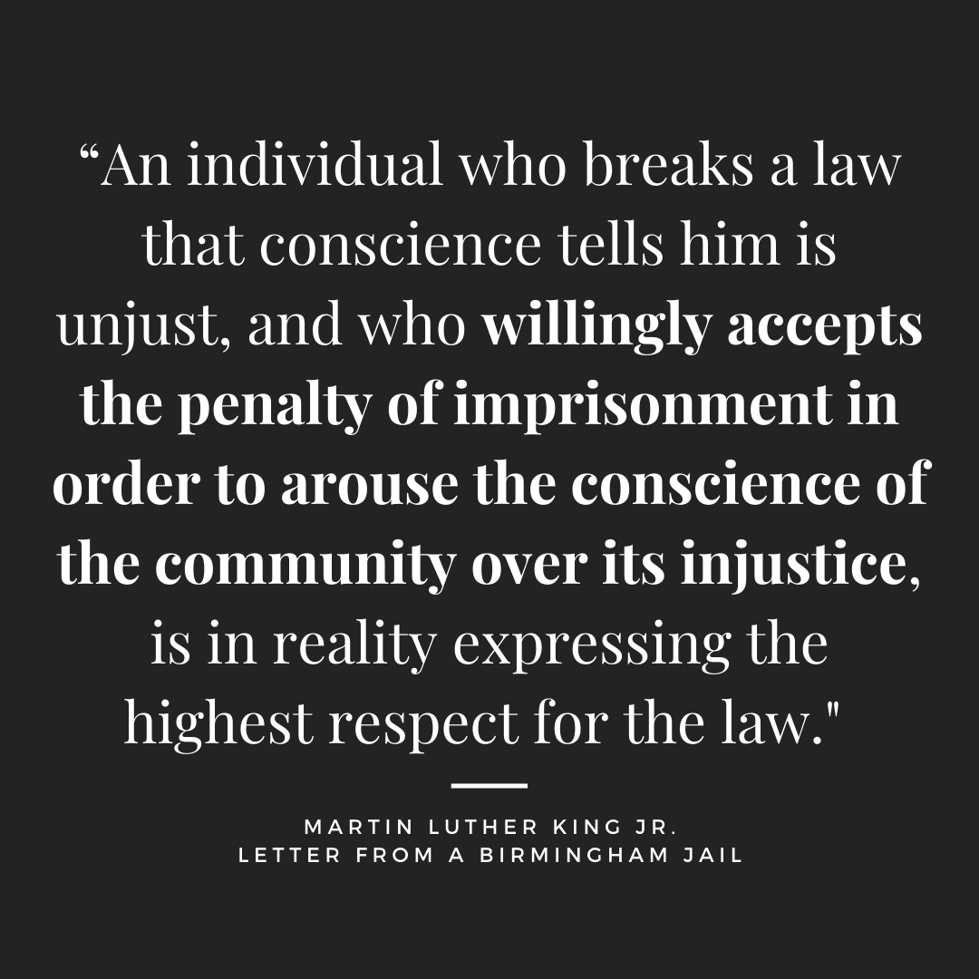 Thinking about lawlessness for the cause of justice.
