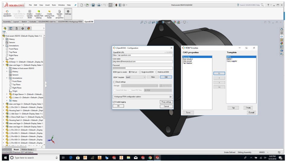 Solidworks BOM Bill Of Materials Template Manager For OpenBOM Plug in
