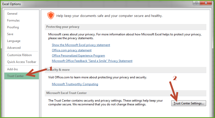 Microsoft Excel — How To Disable “protected View” In Ms Excel