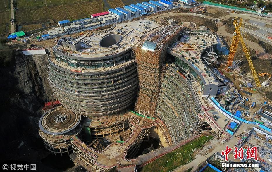 LOOK: Shanghai luxury hotel being built in abandoned quarry is really ...