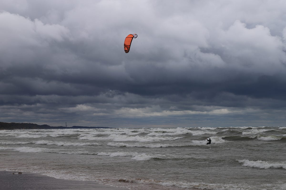 Kite Boarding Lake Michigan - Medium