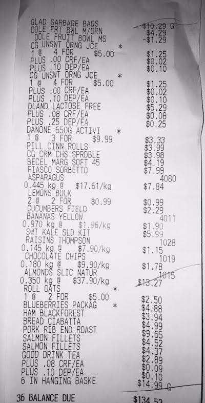 Show Us Your Grocery Receipts, Part 2: Calgary Co-Op, Whole Foods ...