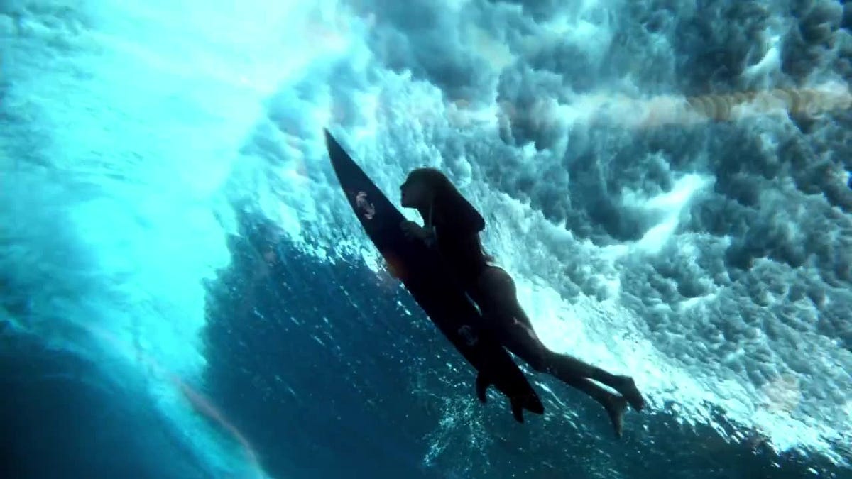 Gisele Surfs Chanel: Waves, Diamonds, & No.5 – Neon Open – Medium