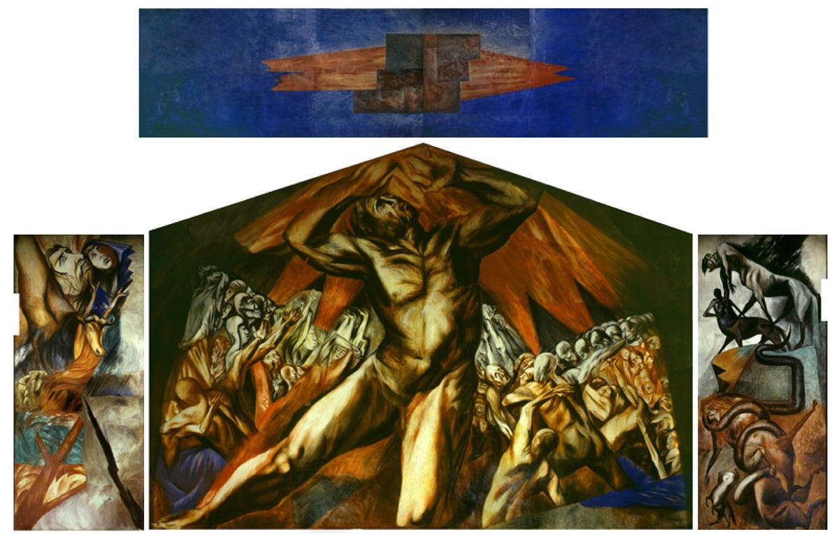 Prometheus, Jose Clemente Orozco, Pomona College, Claremont, CA. 1930