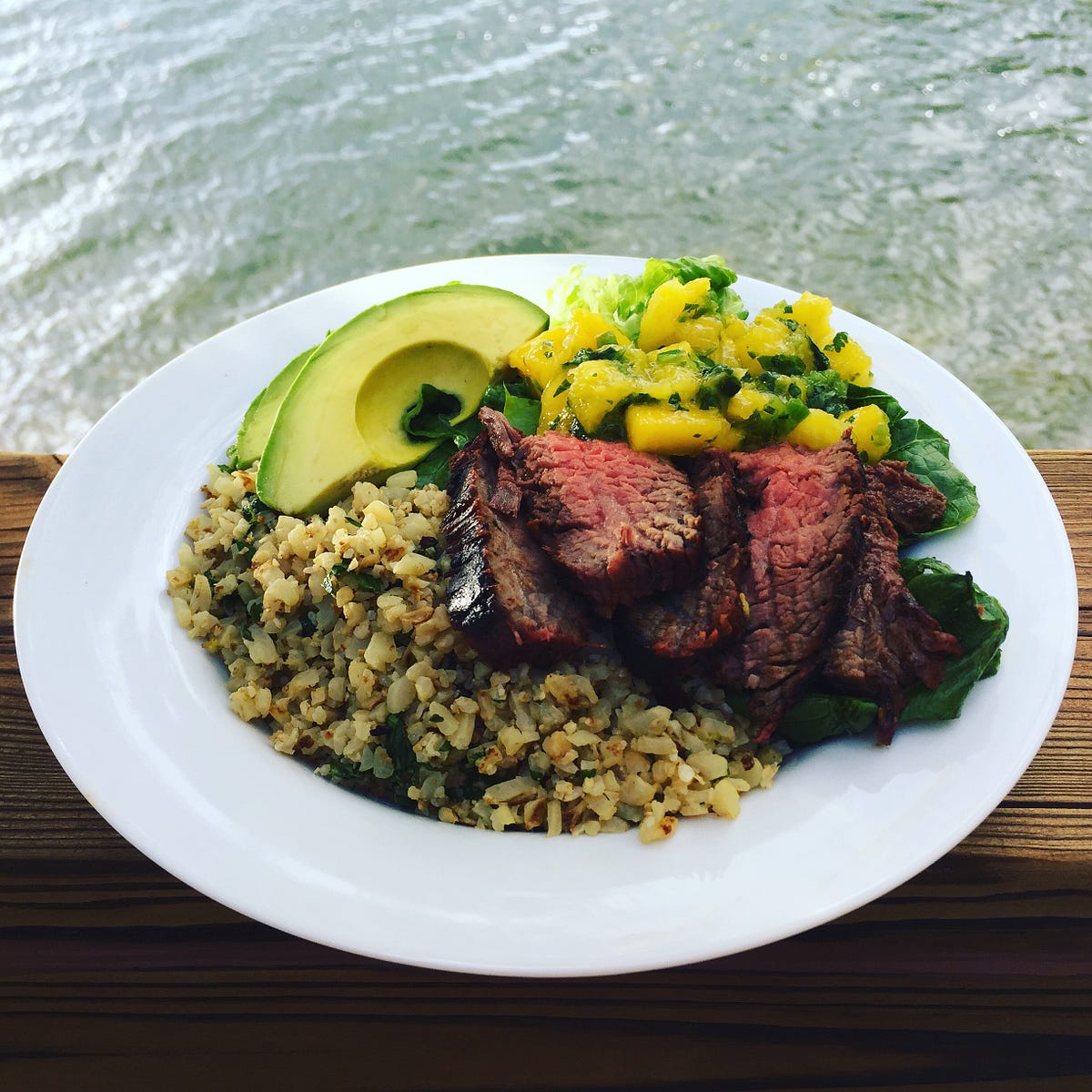 Cauliflower Rice Carne Asada Bowls with Mango Salsa