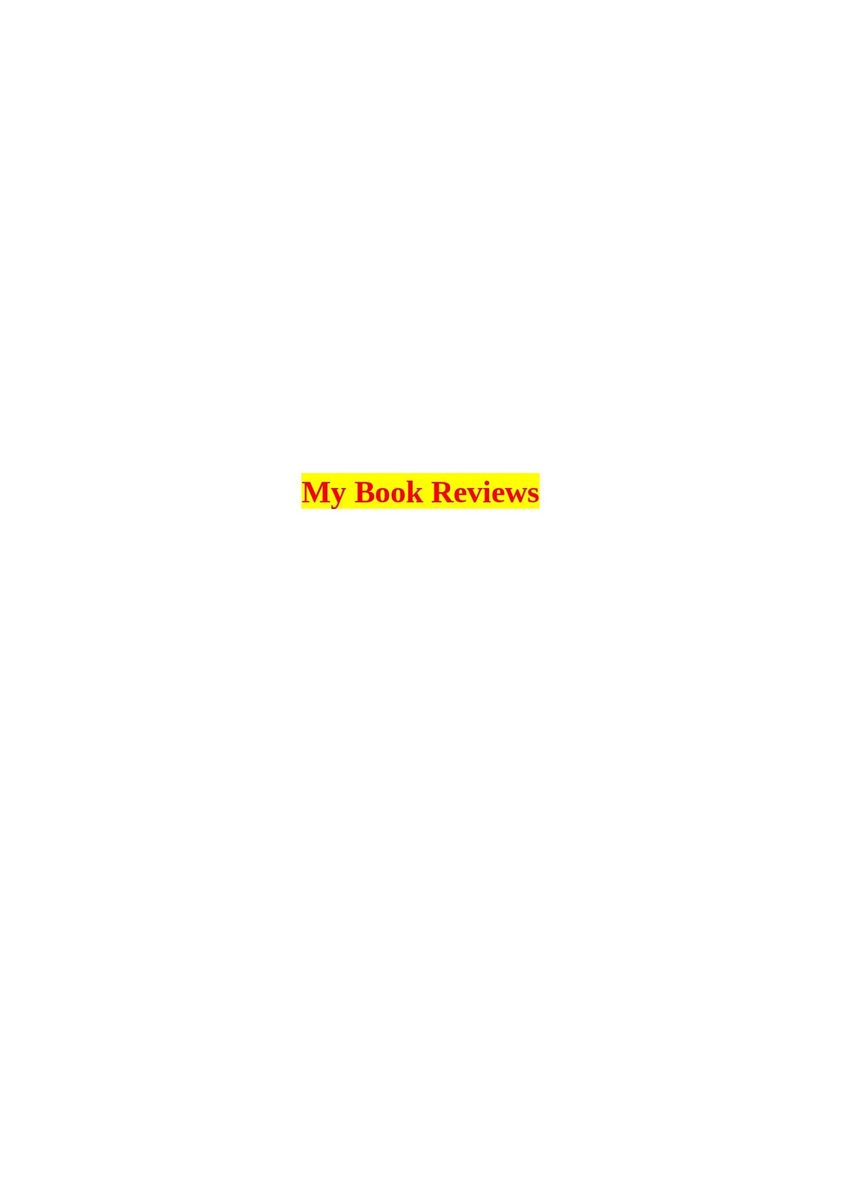 My honest book reviews - Medium