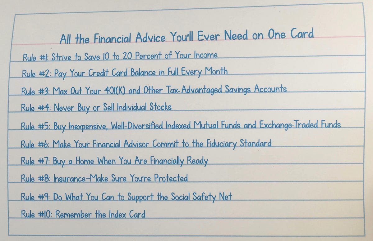 If you can’t fit your financial plan on an index card, it’s too complex