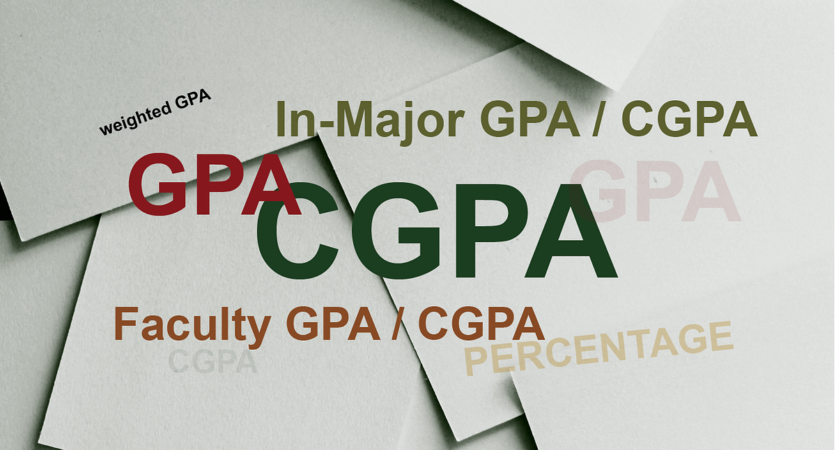 What is the difference between GPA, CGPA , in-Major GPA, and Faculty GPA?