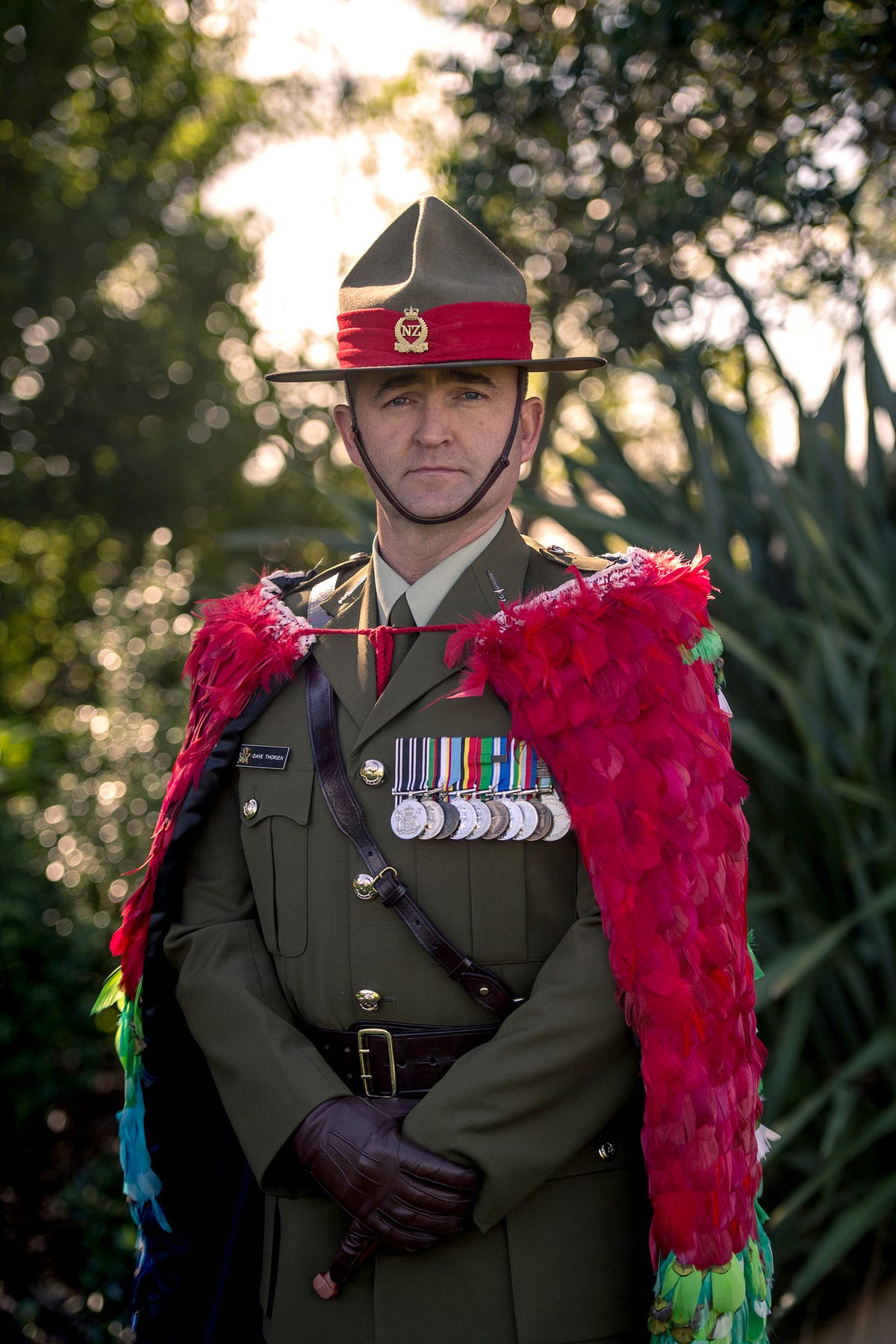 [Uniform] LTCOL Dave Thorsen wearing the NZDF's 'Footsteps' cloak ...