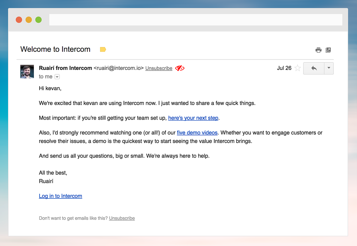 How Intercom sends onboarding email – Aloha — Welcome Emails – Medium
