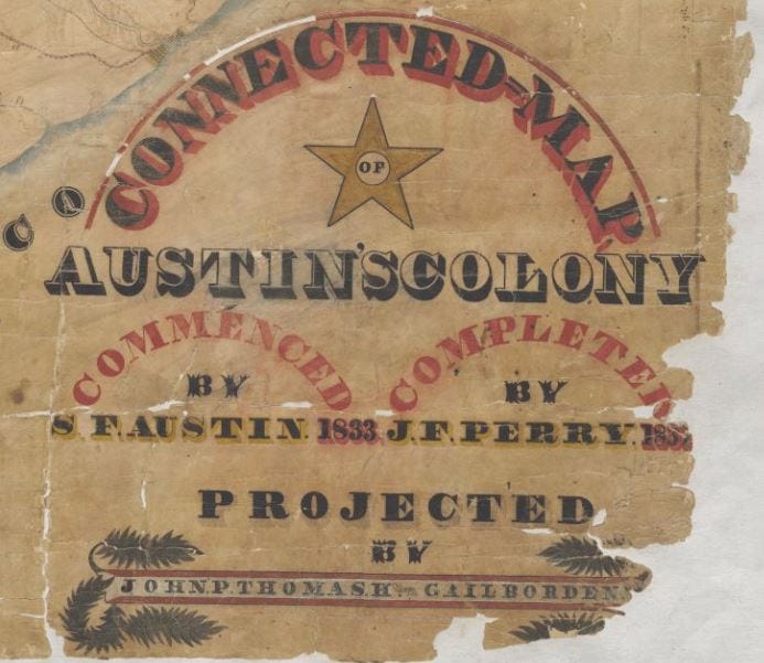 Stephen F. Austin’s Connected Map of Austin’s Colony, 1837 (1892 Tracing)