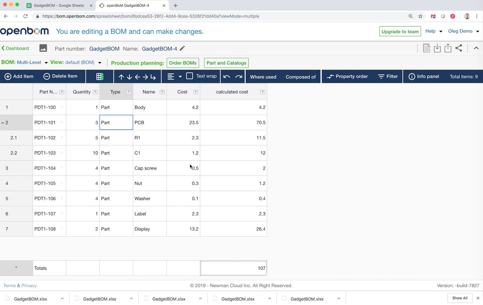 How to calculate product cost in multi-level BOM structure using OpenBOM