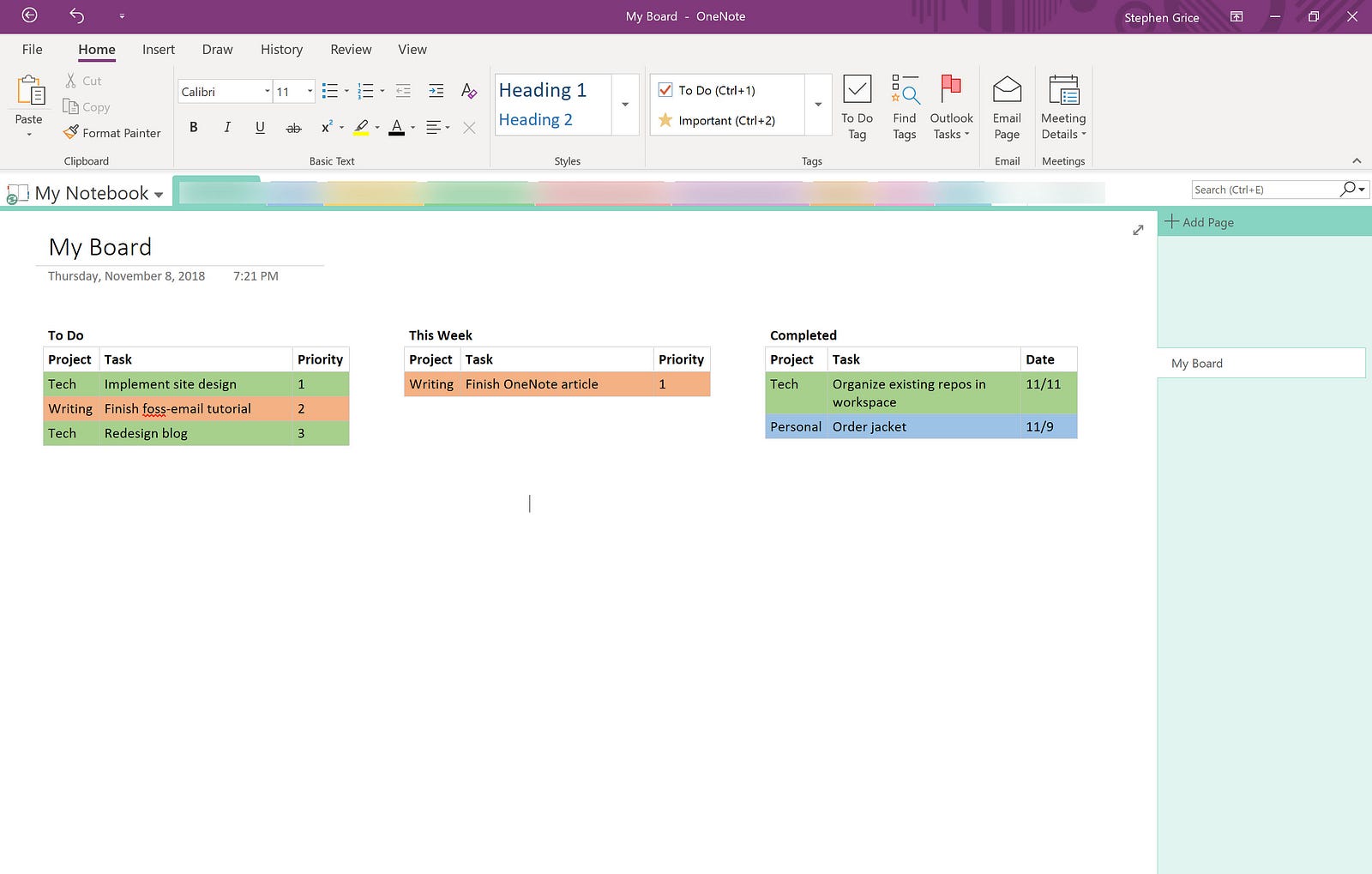 How To Create A Kanban Board In OneNote Steve Grice Medium