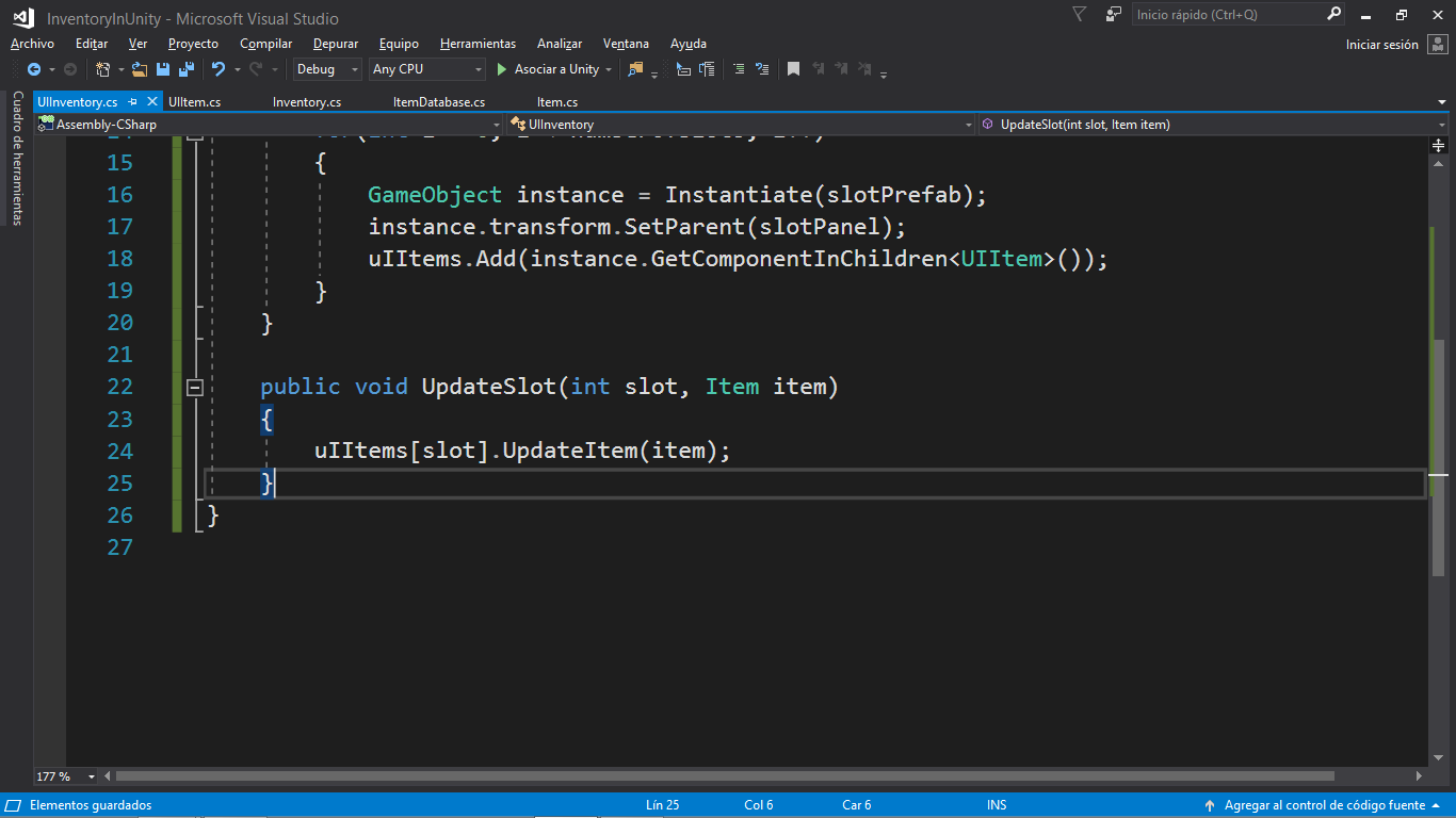 Create an Unity inventory: part 4: Display items in UI
