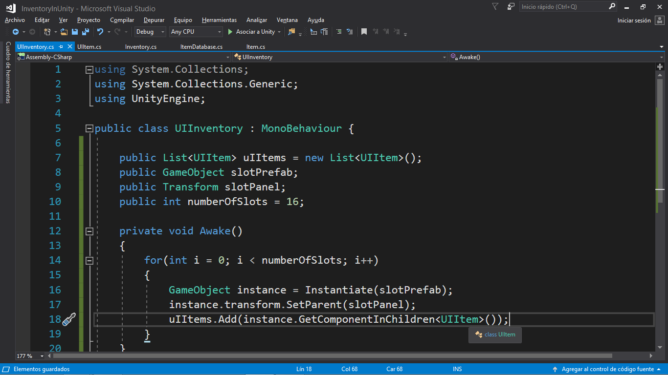 Create an Unity inventory: part 4: Display items in UI