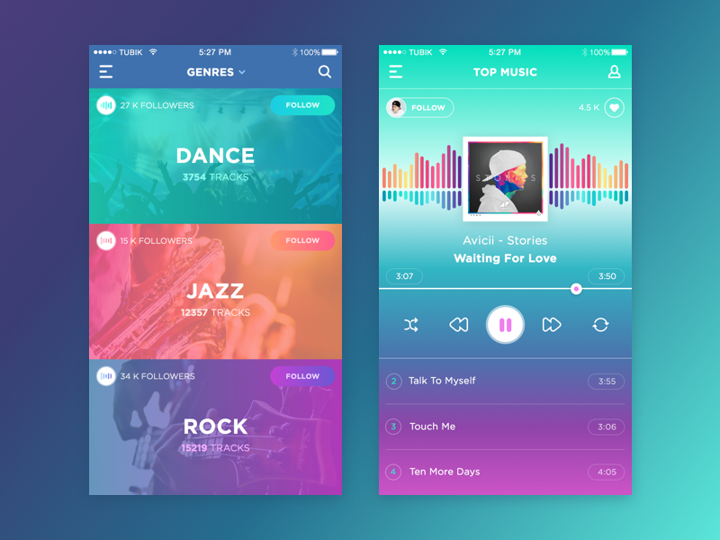Feel the Beat. UI Design for Music Streaming Services.