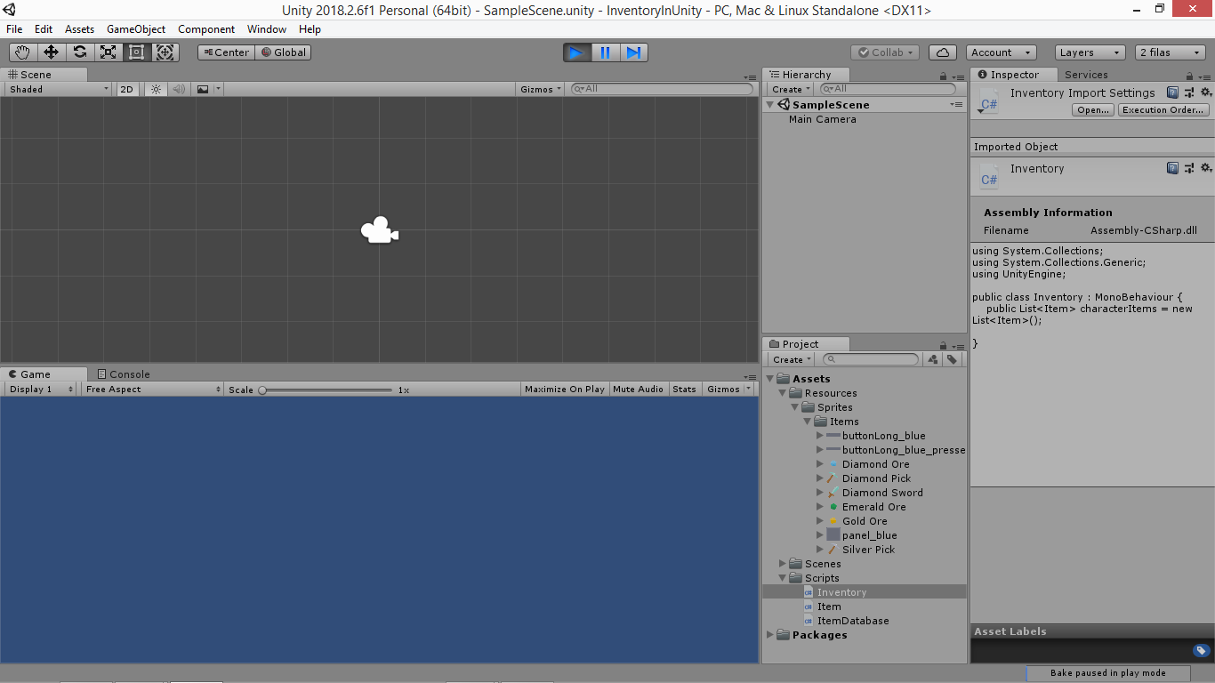Create an Unity inventory: part 2 Configure the inventory