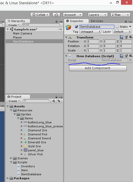 Create an Unity inventory: part 2 Configure the inventory