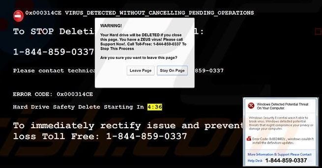 ZeuS Virus Detected Pop-up Scam (Fake Trojan Virus)
