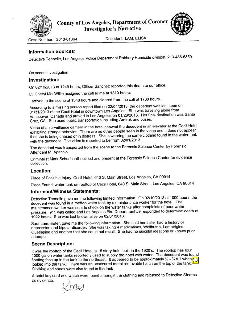Elisa Lam’s Autopsy Report – Josh Dean – Medium