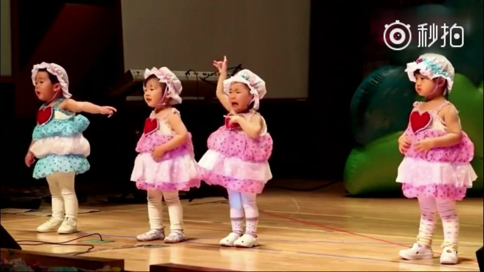 WATCH: Adorable little girl starts crying on stage, but keeps on dancing
