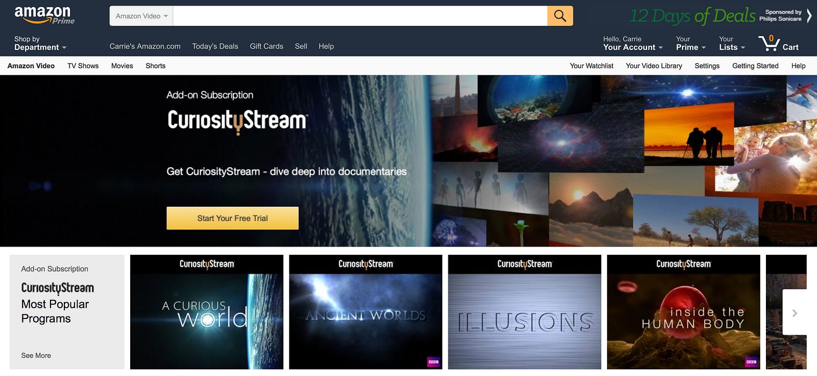 CuriosityStream Now Available on New Amazon Video Add-on Subscription ...