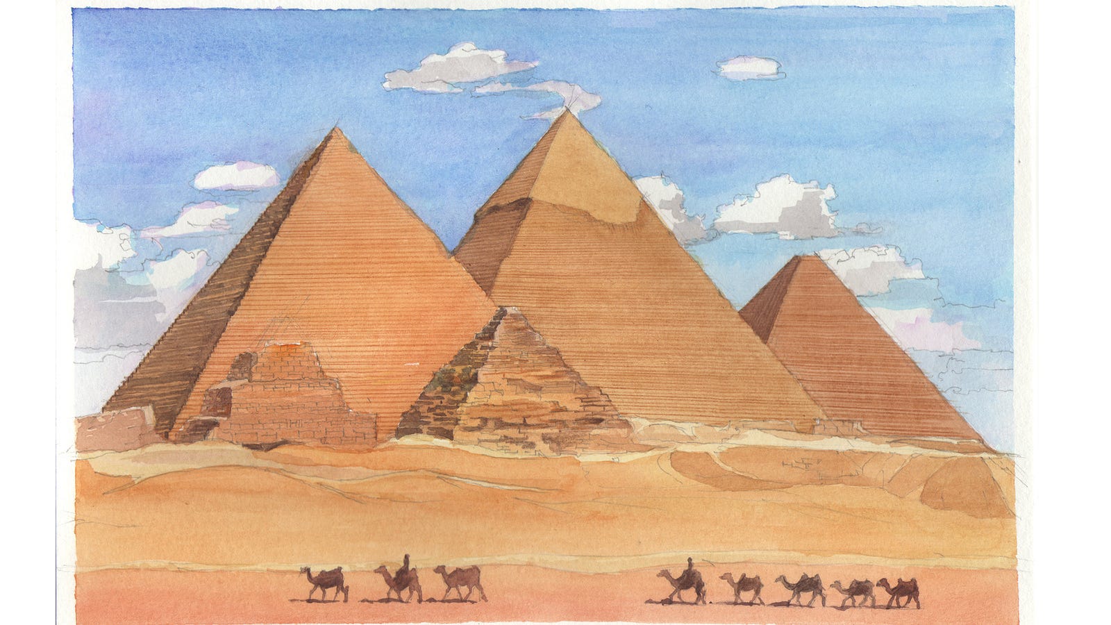 Monuments in Watercolor Ep # 02 Pyramid Complex At Giza