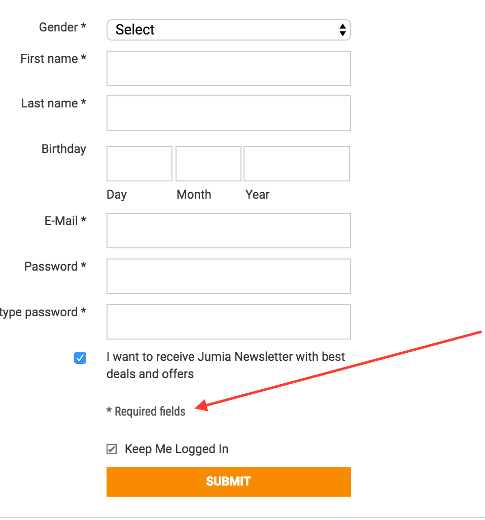 Day 1 of 100: A minimal, easy to complete sign up form for Jumia.com