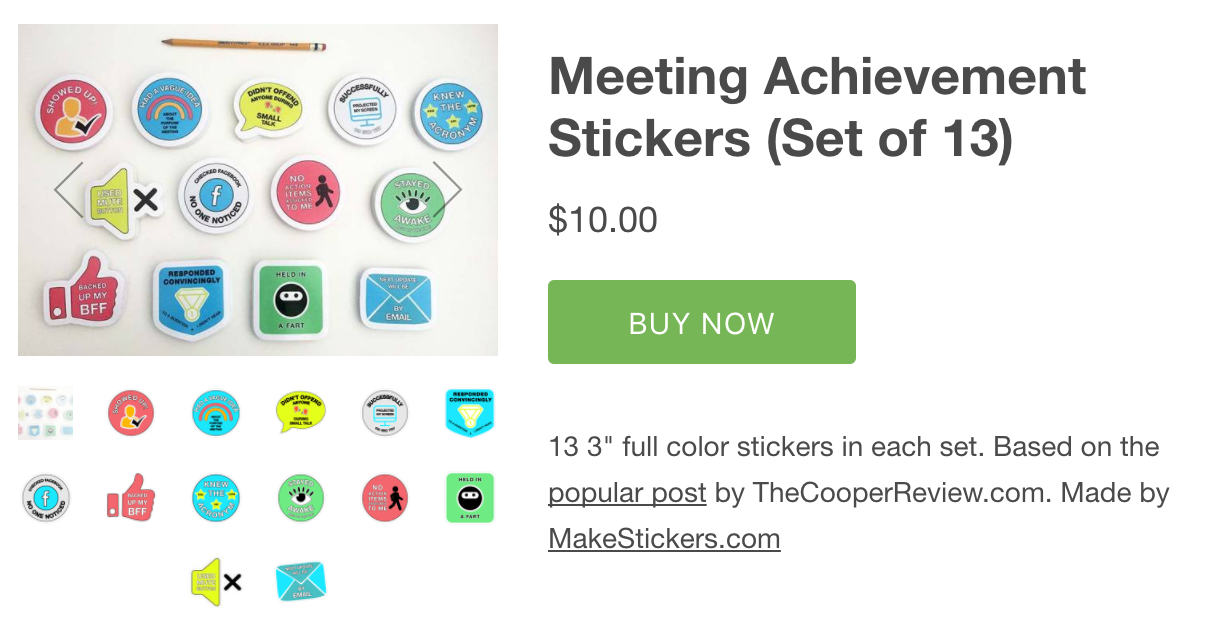 Meeting Achievement Stickers – The Cooper Review – Medium