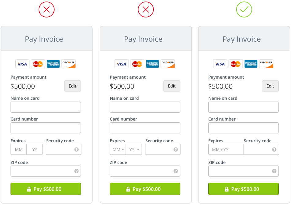 The anatomy of a credit card form – UX Collective