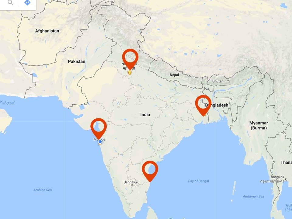 Data visualization of trains connecting megacities of India