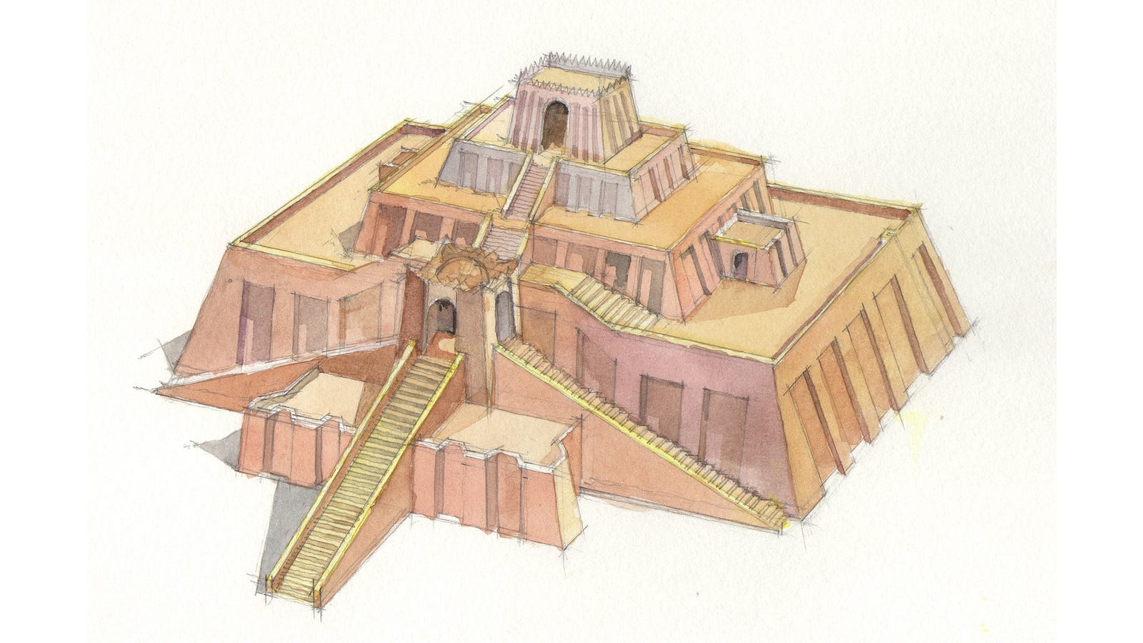 Monuments in Watercolor Ep # 01 Great Ziggurat at Ur