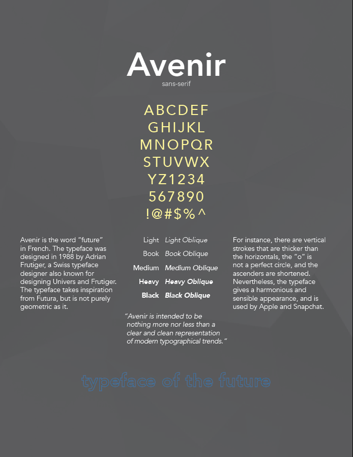 Avenir: Typeface Specimen Poster Project – Communication Design ...