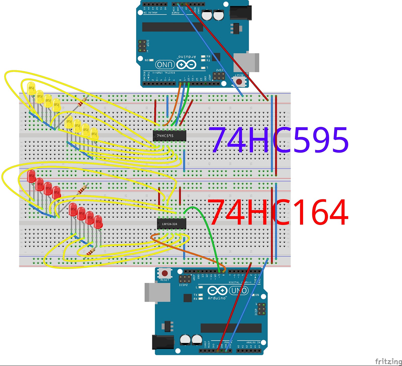 Shift Registers Types: 74HC595 & 74HC164 – Jungletronics – Medium