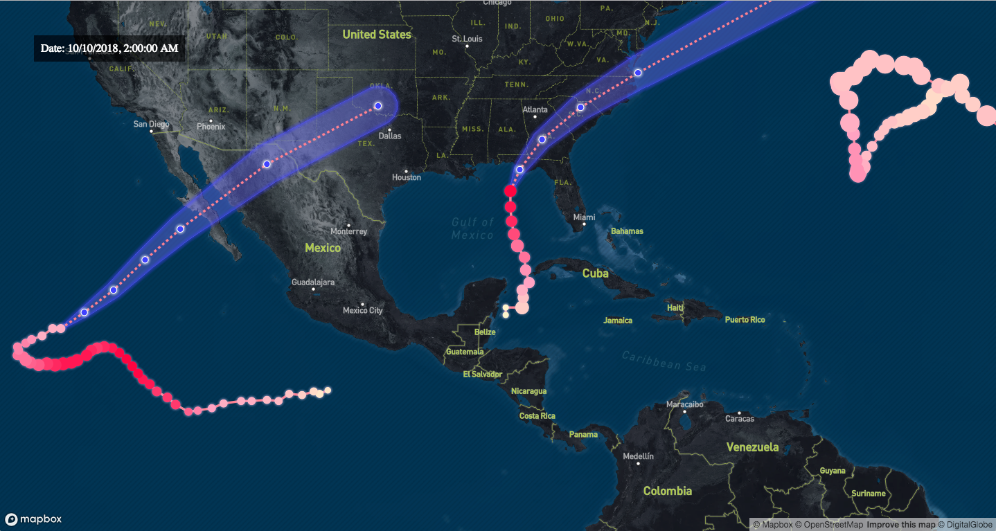 Mapping active hurricanes – Points of interest