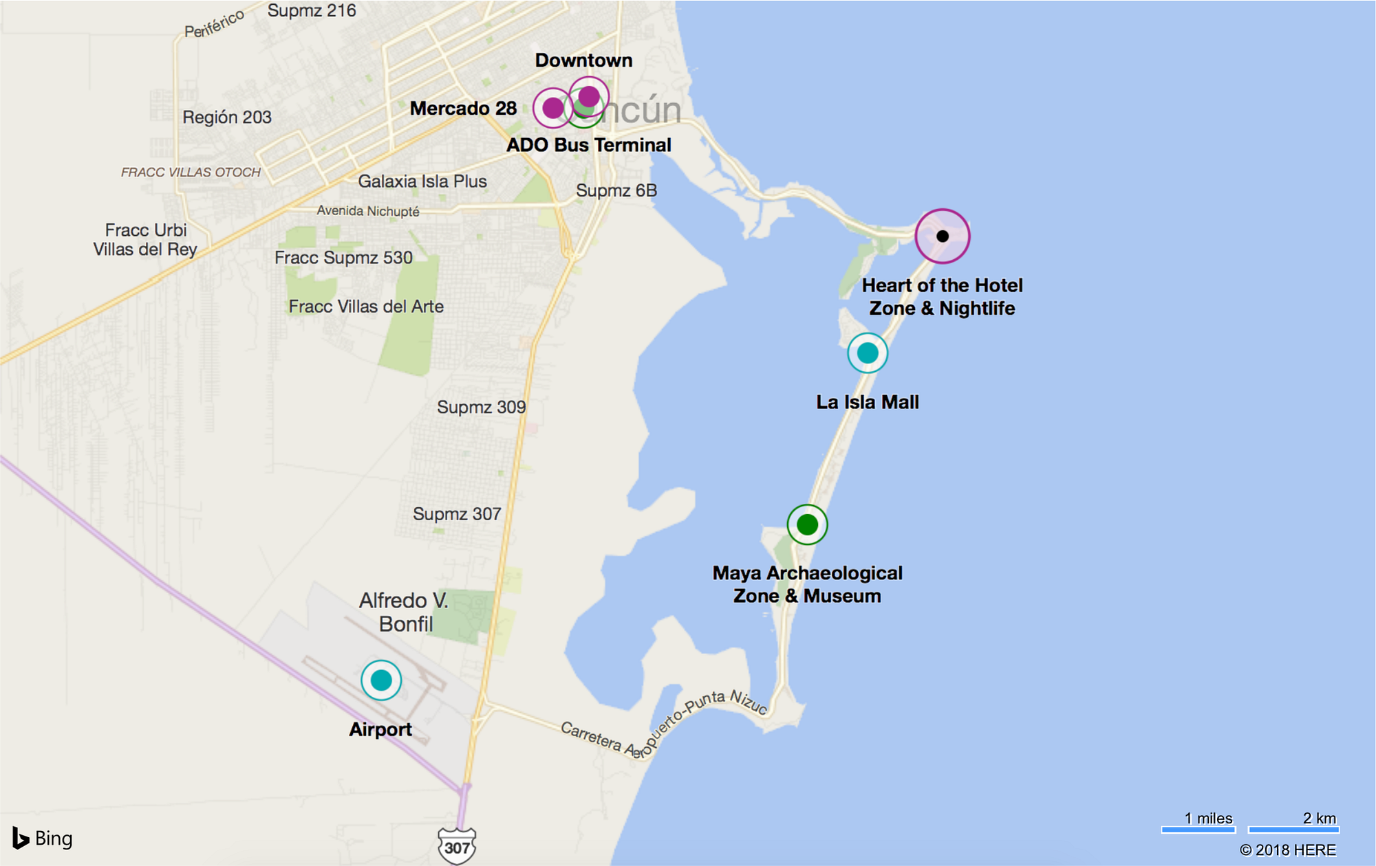 Mexico Cancun Hotel Zone Map Numbers