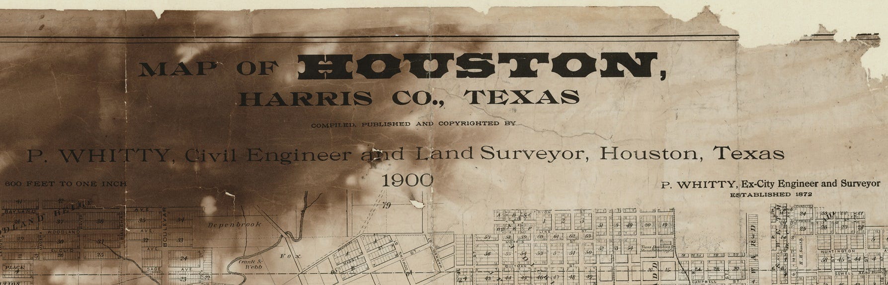 Map of Houston, Harris County, Texas, 1900 – Save Texas History – Medium