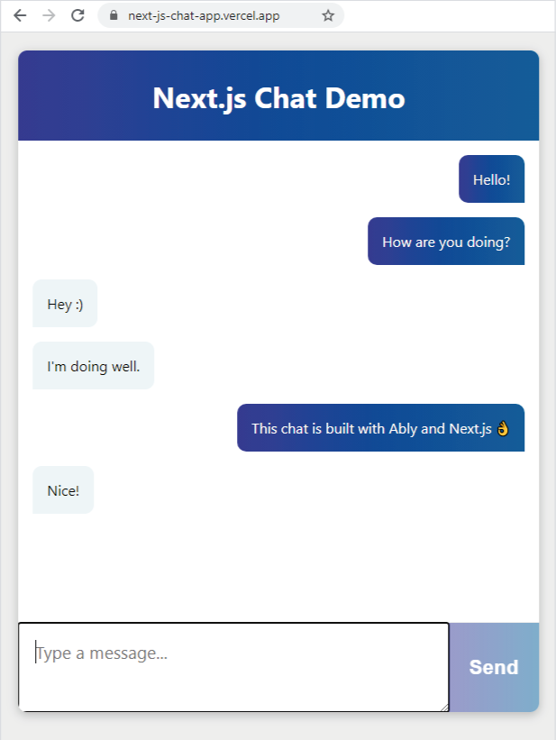 Create A Realtime Chat Application With Nextjs Vercel And Ably Laptrinhx