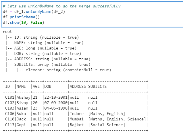 PySpark Merge Data Frames With Different Columns