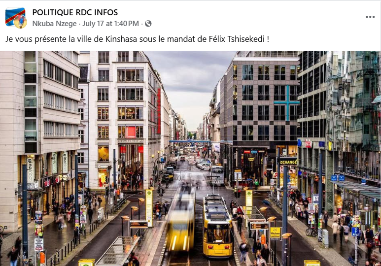 FAUX : Cette photo ne montre pas la ville de Kinshasa en RDC