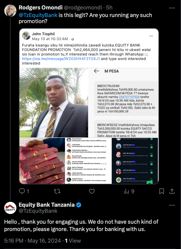 GHUSHI: Equity Bank haiendeshi promosheni ya kutoa pesa nchini Tanzania