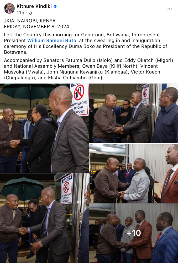 FALSE: This photo isn’t of MP Kawanjiku welcoming DP Kindiki in Botswana