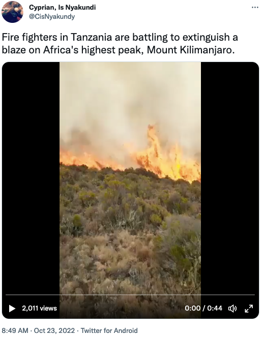 FALSE: Video does not show wildfire in Kenya’s Amboseli National Park