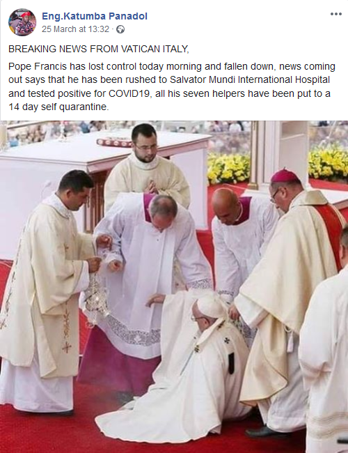 FALSE: This image of Pope Francis falling during mass is from 2016, not ...