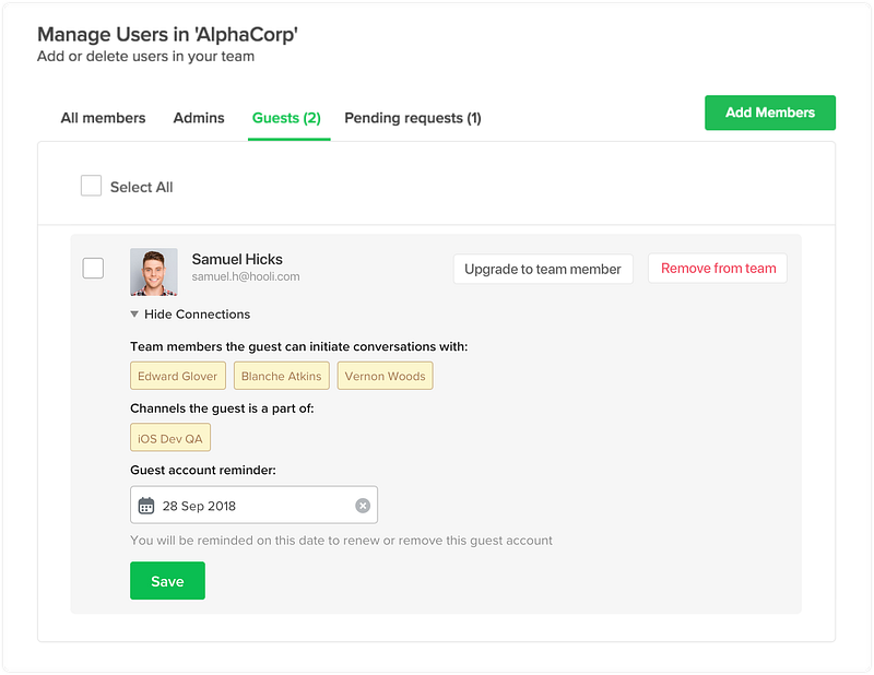 Manage guest accounts – Flock