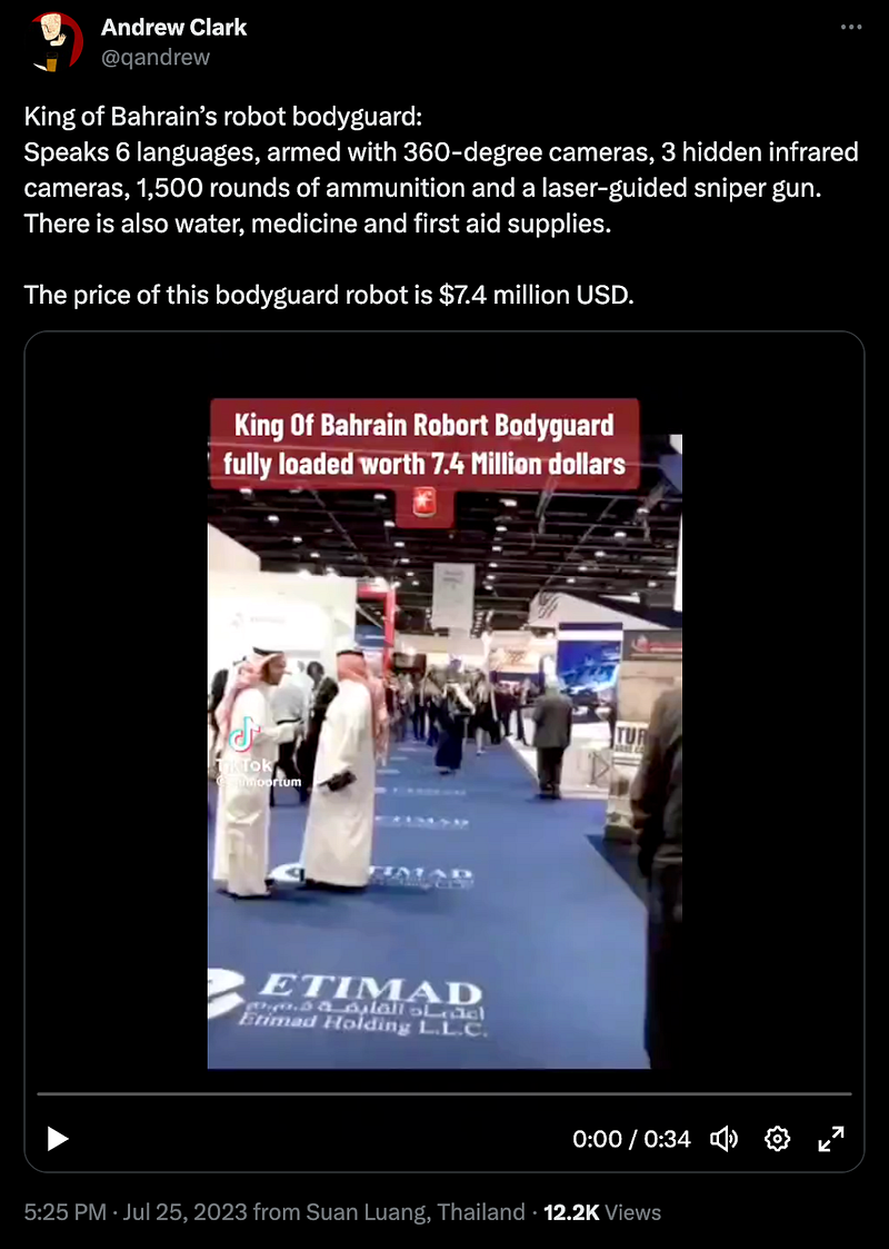 FALSE: This video isn’t of the King of Bahrain’s robot bodyguard