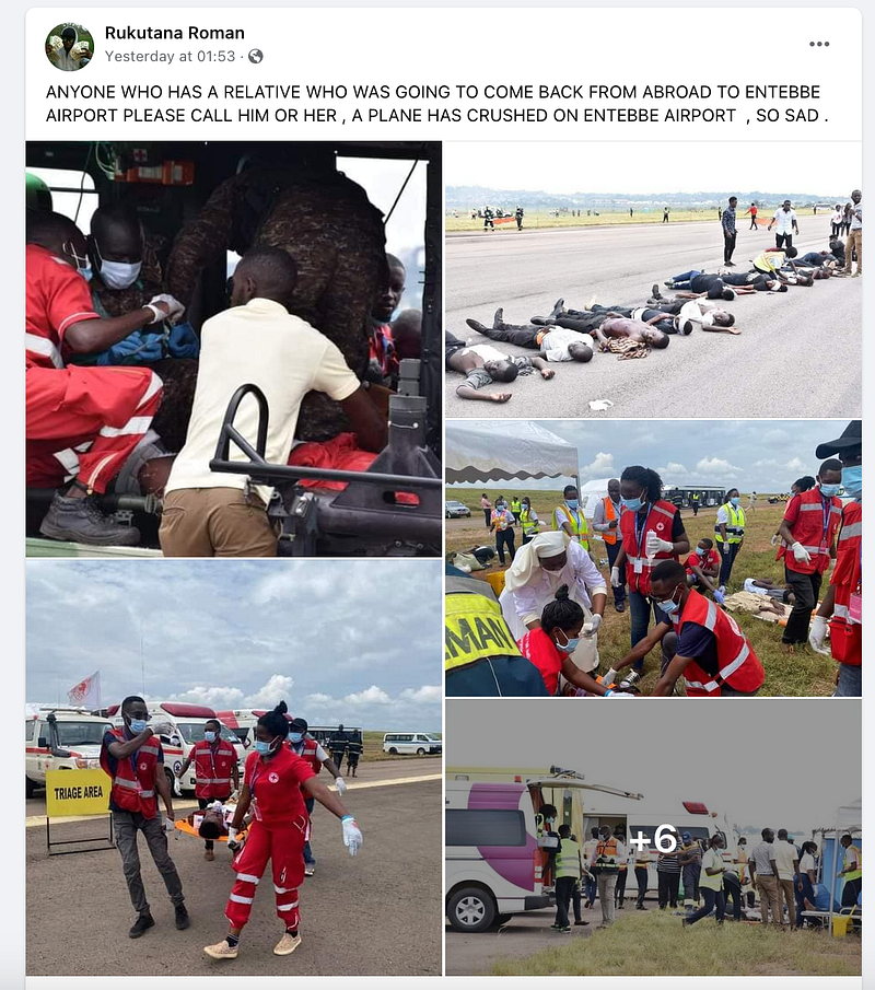 FALSE: Images of a plane crash at Entebbe International Airport are ...