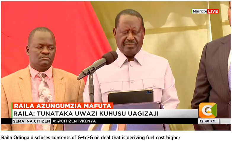 ALTERED: This screenshot of Raila Odinga denying land-grabbing claims ...